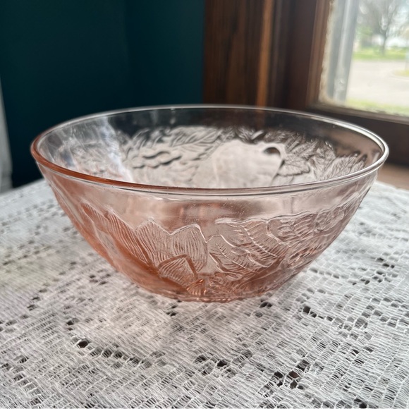 Dining | Vintage Kig Indonesia Rose Pink Harvest Fruit Pressed Glass ...